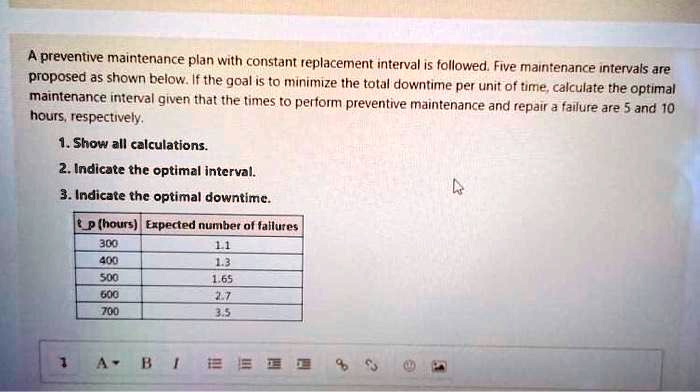 A preventive maintenance plan with constant replacement interval is ...
