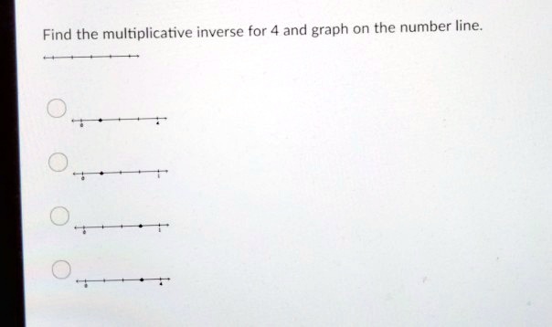 SOLVED: Find the multiplicative inverse for 4 and graph on the number line: