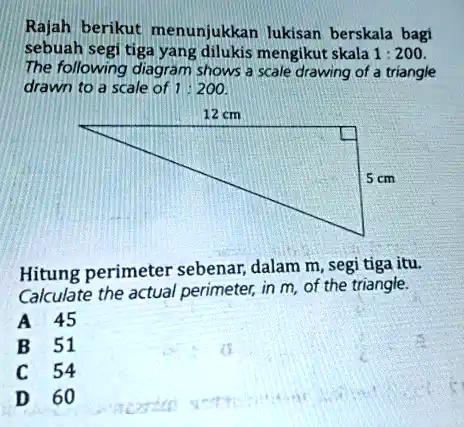 SOLVED: The following diagram shows a scale drawing of a triangle drawn ...
