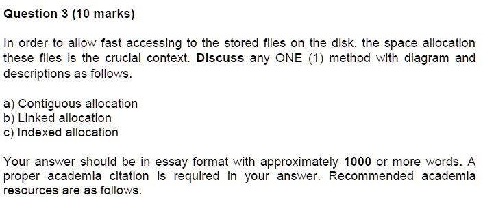 Solved Question 3 10 Marks In Order To Allow Fast Accessing To The Stored Files On The Disk