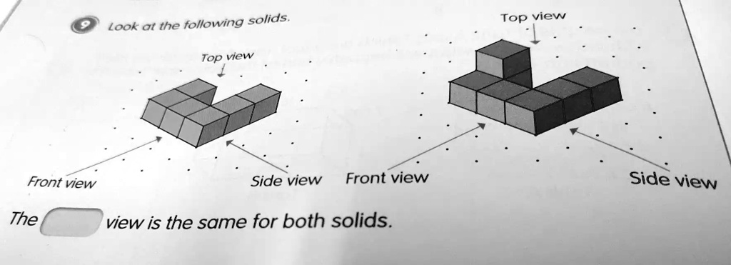 Look at the following solids: Top view Top view Front view Side view ...