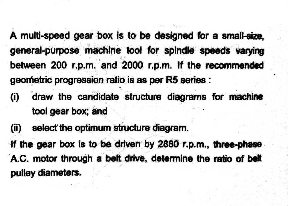 A multi-speed gearbox is to be designed for a small-size general ...