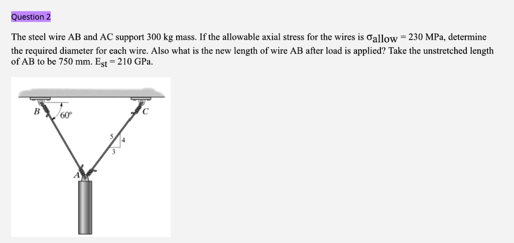 SOLVED: The steel wire AB and AC support a 300 kg mass. If the ...