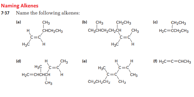 SOLVED: Name the following alkenes SOLVED: Name the following alkenes