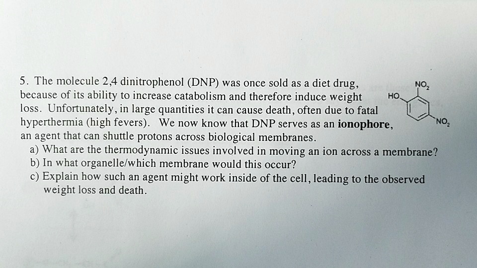 SOLVED:5 The molecule 2,4 dinitrophenol (DNP) was once sold as a diet ...