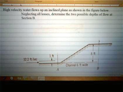 High velocity water flows up an inclined plane as shown in the figure ...