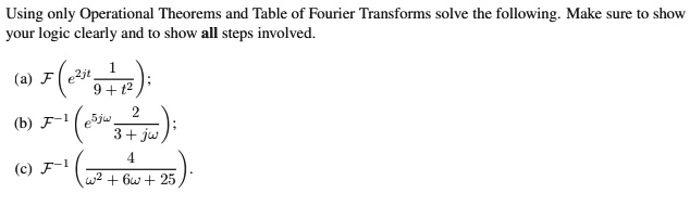 SOLVED:Using only Operational Theorems and Table of Fourier Transforms solve the following- Make ...
