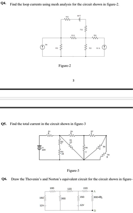 Q4. Find the loop currents using mesh analysis for the circuit shown in figure-2. 90 10 V 70 60 ...