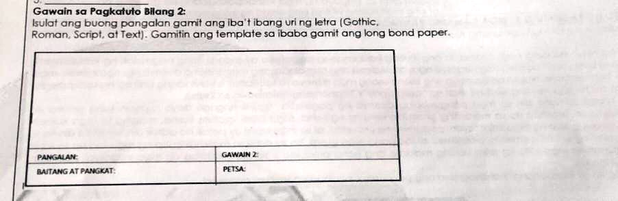 SOLVED: Please answer po, I need it now. EPP subject. Gawain sa ...