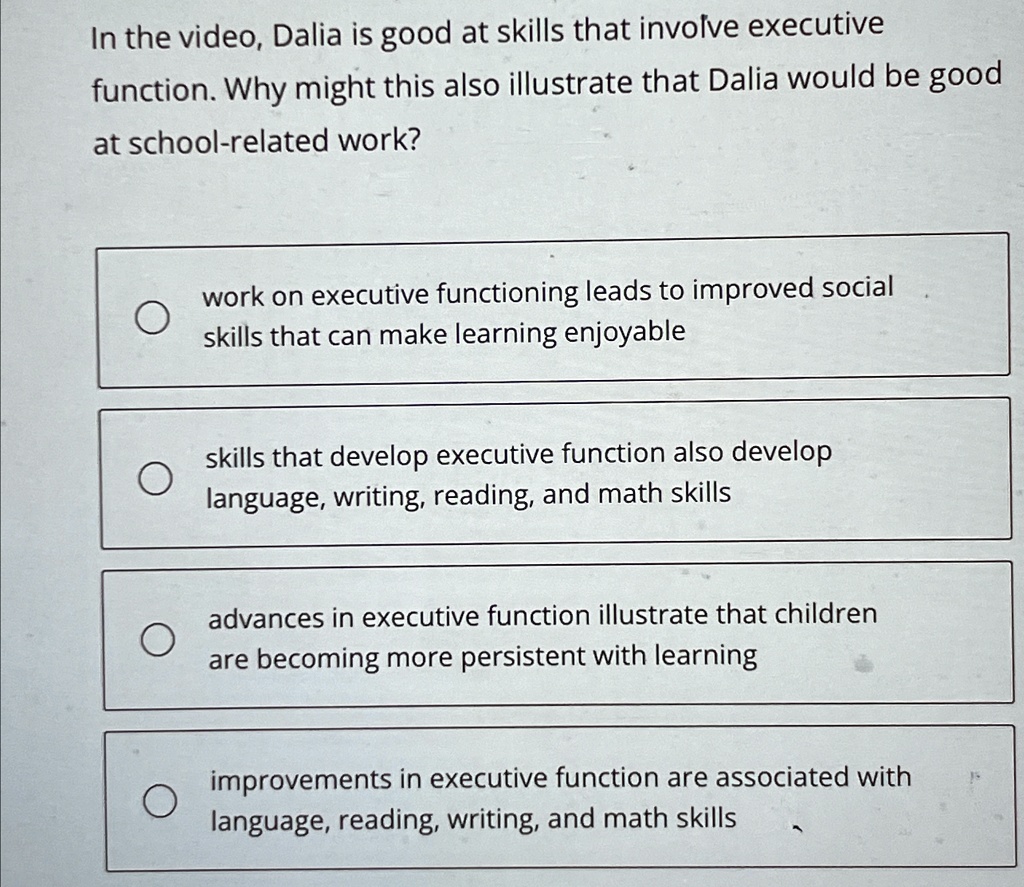 In the video, Dalia is good at skills that involve...