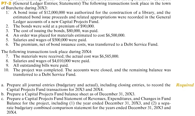 p7 2 general ledger entries statements the following transactions took place in the town of ...