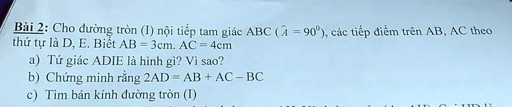 Solved Bà I 2 Chó đưá Ng Tròn I Ná™i Tiếp Tam Giác Abc A
