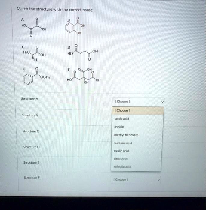 SOLVED: Match the structure with the correct name Hc OH OCH3 Structure ...