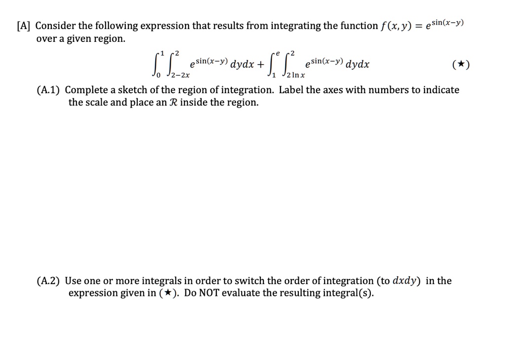 SOLVED: Consider the following expression that results from integrating the function f(x,y) = e ...