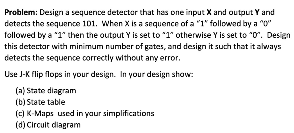 Solved Problem Design A Sequence Detector That Has One Input X And Output Y And Detects The 