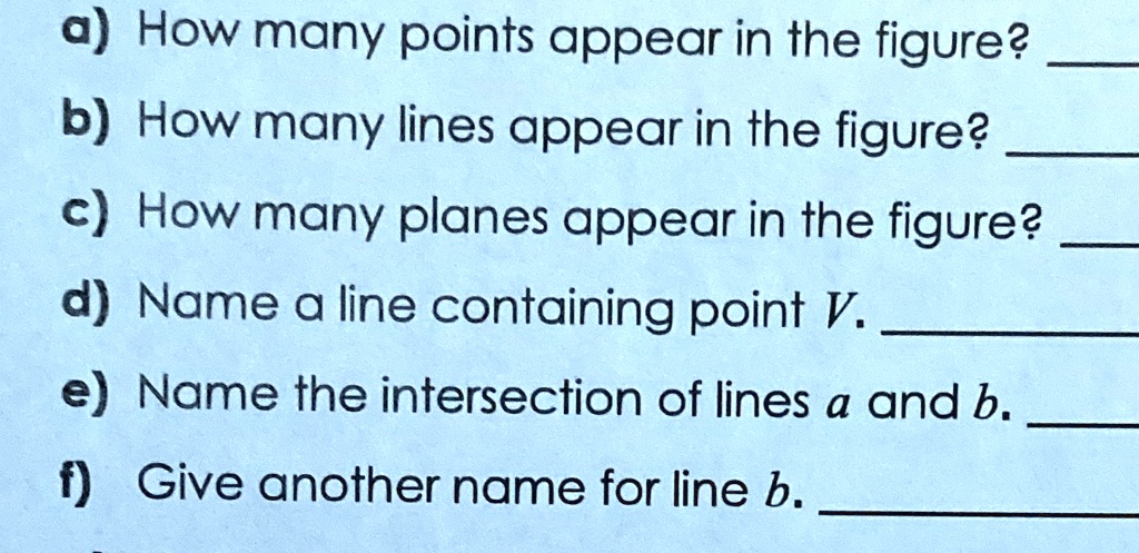 a) How many points appear in the figure? b) How many lines appear in the figure? c) How many ...