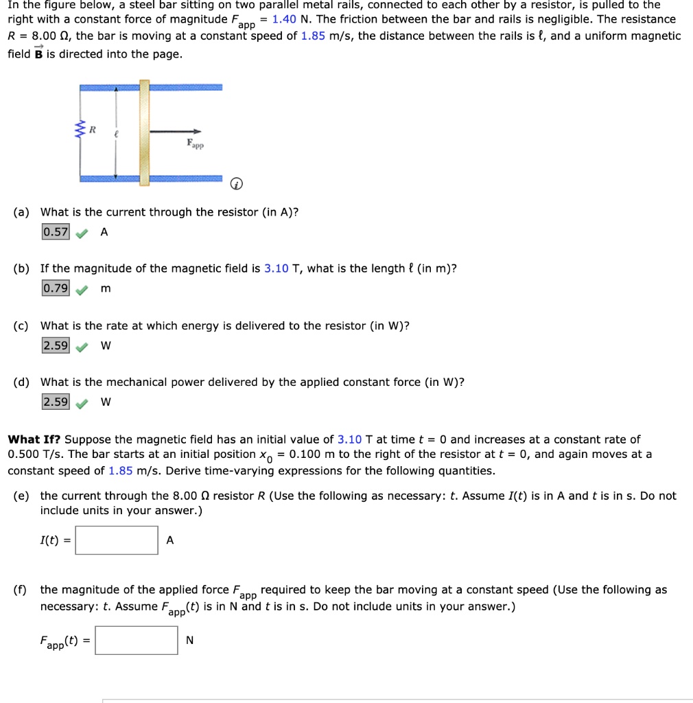 in the figure below steel bar sitting on two parallel metal rails ...