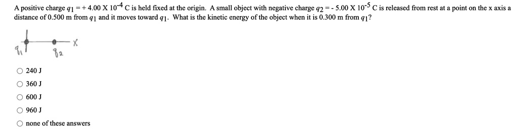 SOLVED: A positive charge 4.00 X 10 4 C is held fixed at the origin. A small object with ...