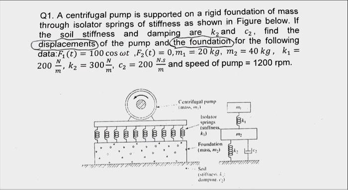 SOLVED: Q1. A centrifugal pump is supported on a rigid foundation of ...