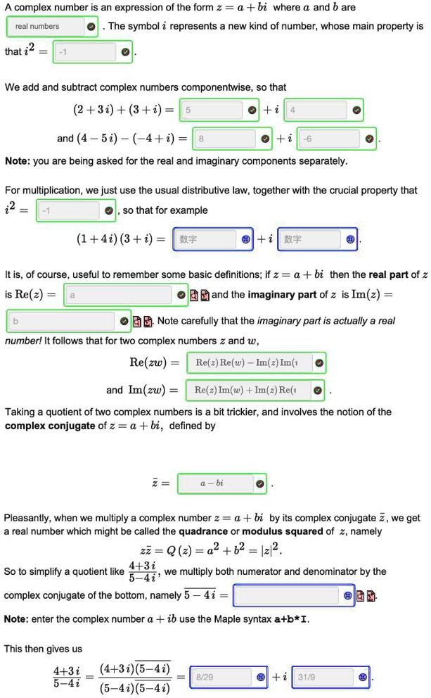 A complex number is an expression of the form z = a + bi, where a and b ...