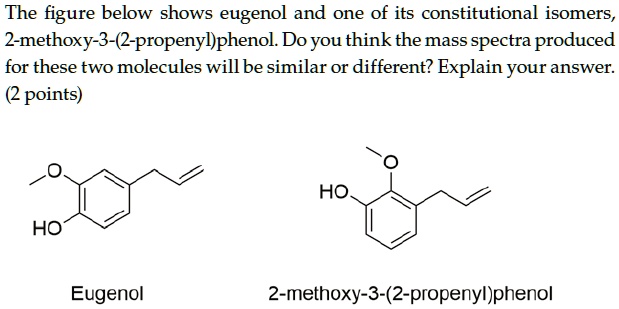 The figure below shows eugenol and one of its constitutional isomers, 2 ...