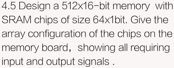 Design a 512x16-bit memory with SRAM chips of size 64x1 bit. Give the ...
