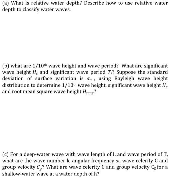 a what is relative water depth describe how to use relative water depth ...