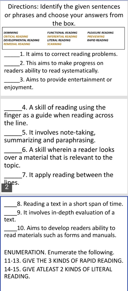 SOLVED: 'the question 1-15 Directions: Identify the given sentences or ...