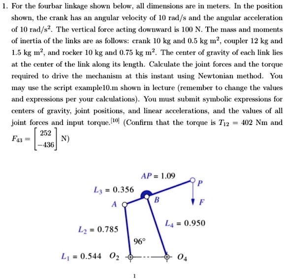please help l. For the fourbar linkage shown below, all dimensions are ...