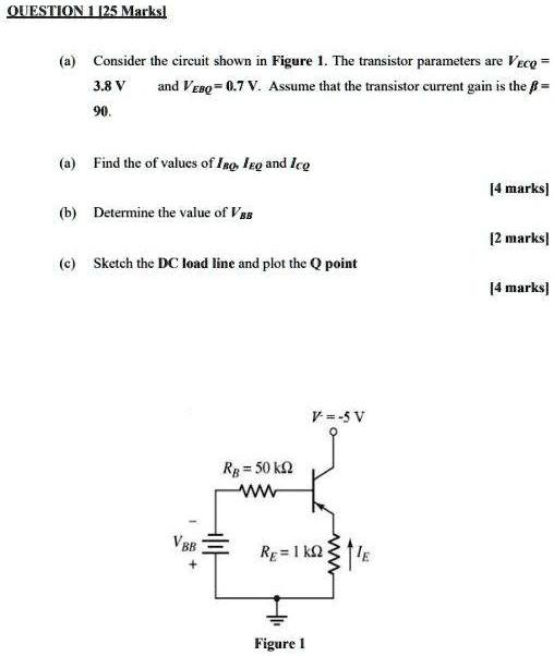 ouestion1i25marksl a consider the circuit shown in figure 1 the transistor parameters are veco ...