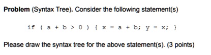 Problem (Syntax Tree). Consider the following statement(s) if (a + b ...