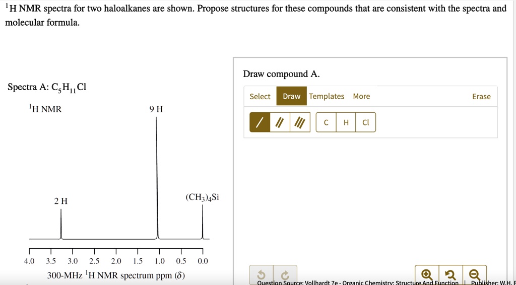 ih nmr spectra for two haloalkanes are shown propose structures for these compounds that are ...