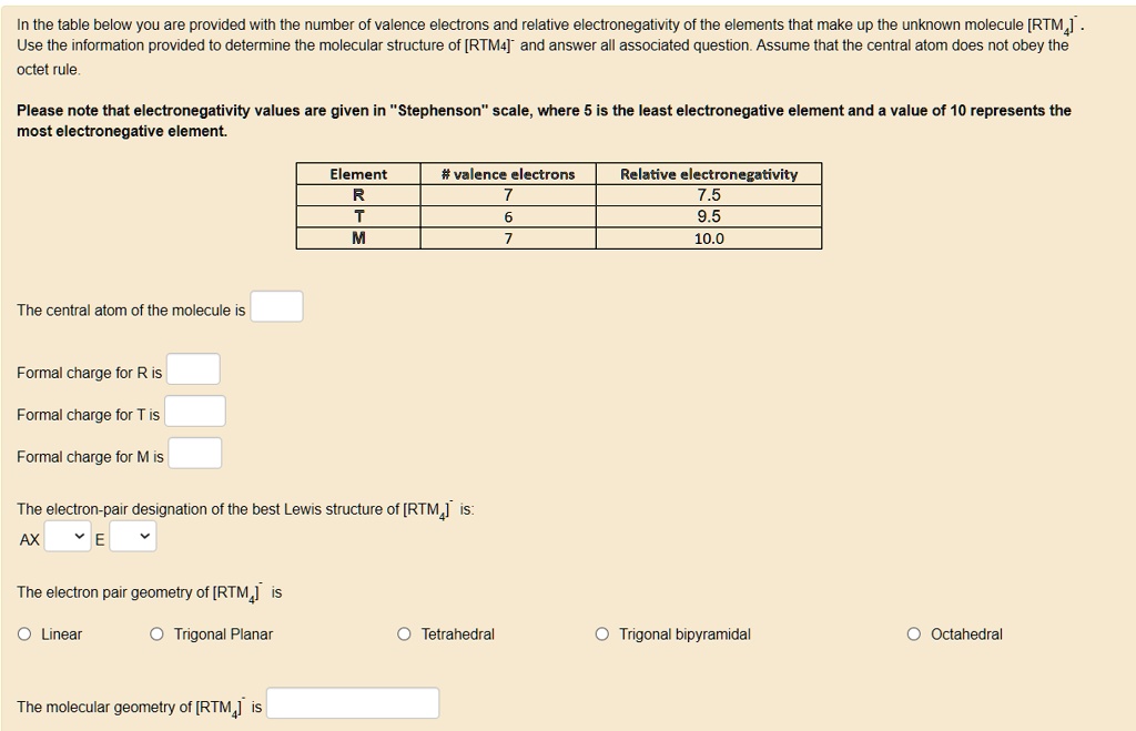 in the table below you are provided with the number of valence ...