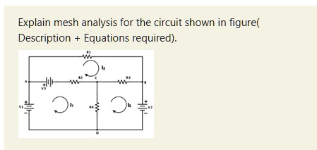 SOLVED: Explain mesh analysis for the circuit shown in the figure. Provide a description of the ...
