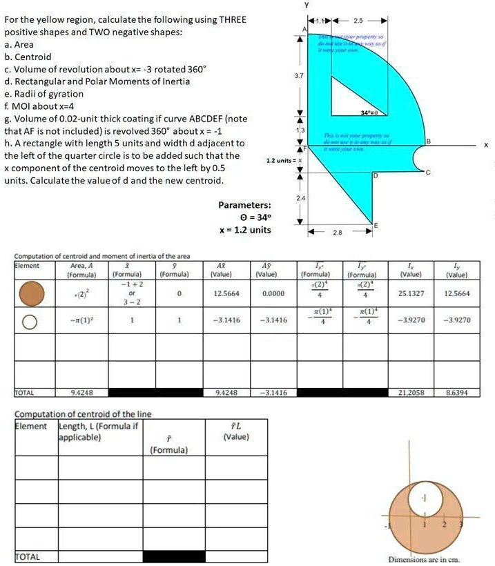 SOLVED: For the yellow region, calculate the following using THREE ...
