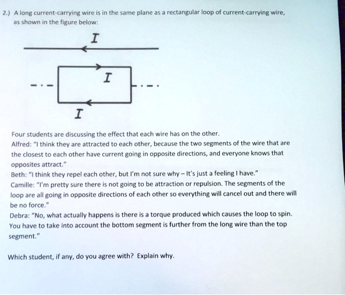 long current carrying wire is in the same plane as rectangular loop of ...