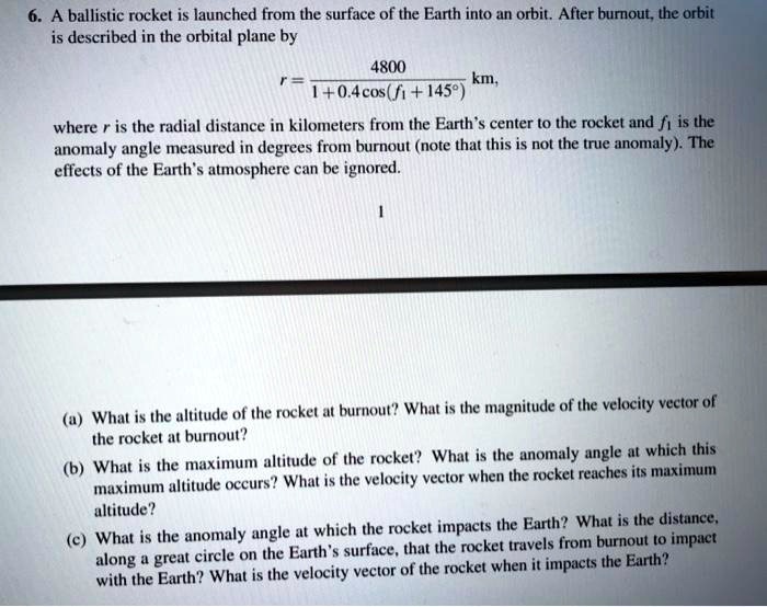 SOLVED: A ballistic rocket is launched from the surface of the Earth ...