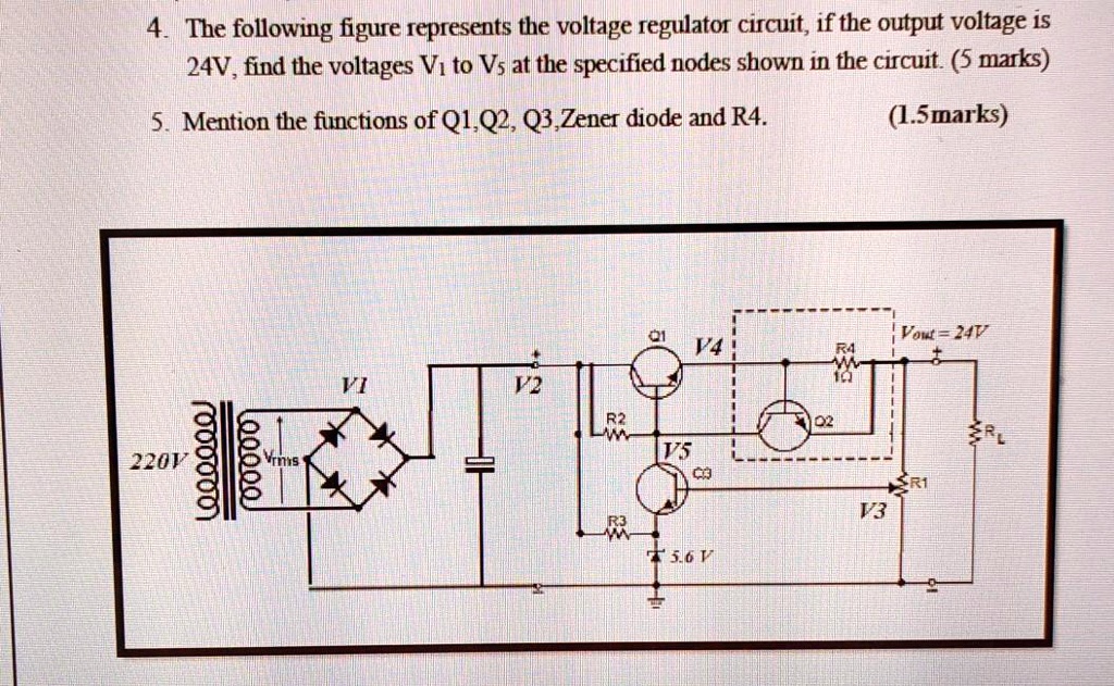 SOLVED: The following figure represents the voltage regulator circuit. If the output voltage is ...