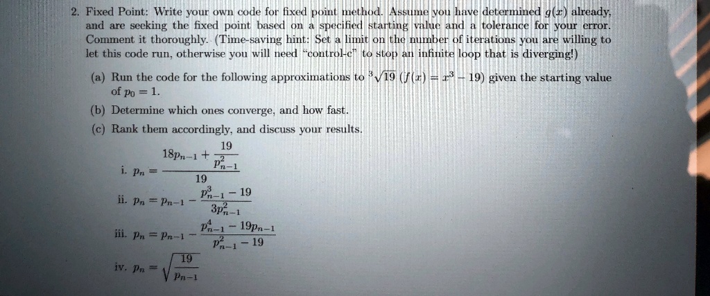 Solved Fixed Point Write Your Own Code For Fixed Point Method Assume You Have Determincd G1 0937