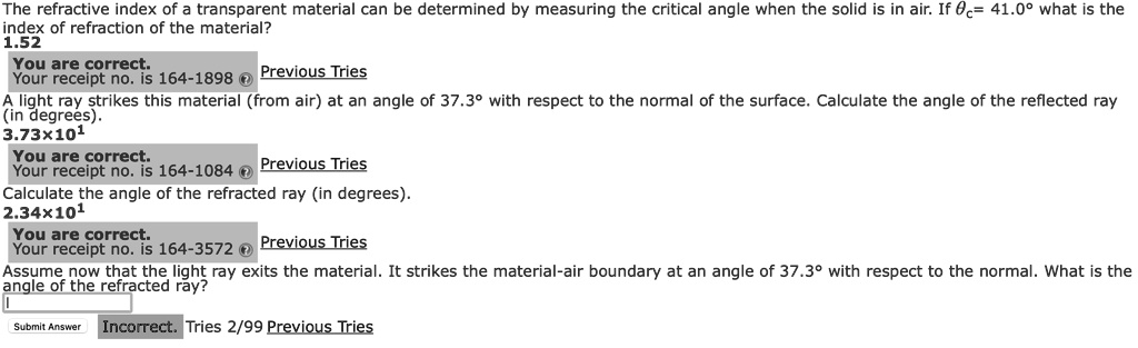 SOLVED: The refractive index of a transparent material can be ...