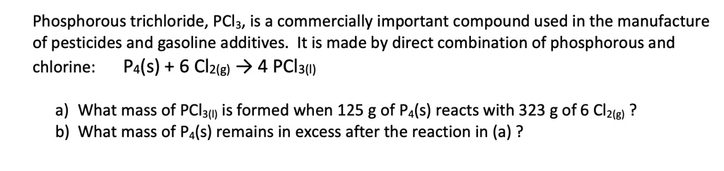 phosphorous trichloride pcl3 is a commercially important compound used ...