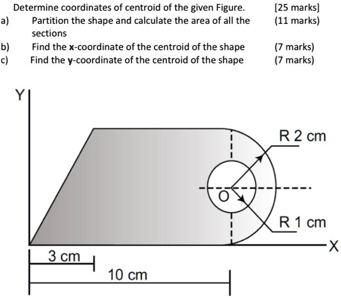 Determine coordinates of centroid of the given Figure. [25 marks] a ...