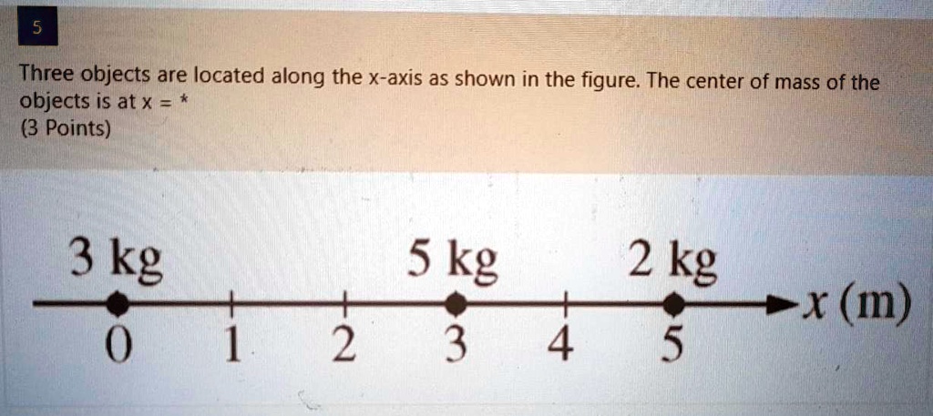 SOLVED: Three objects are located along the X-axis as shown in the figure The center of mass of ...