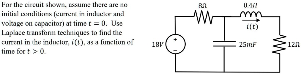 SOLVED: For the circuit shown, assume there are no initial conditions (current in the inductor ...