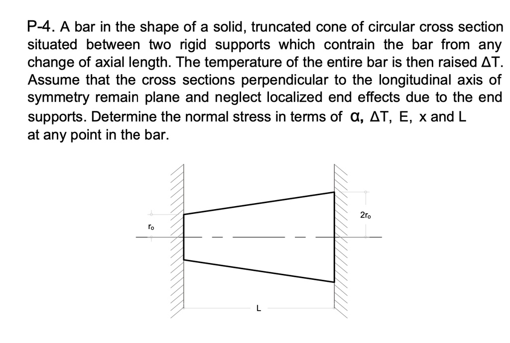 a bar in the shape of a solid truncated cone of circular cross section ...