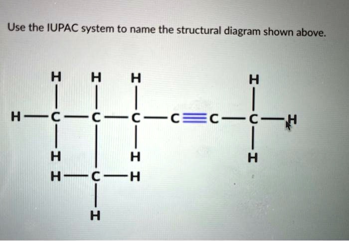 SOLVED: Use the IUPAC system to name the structural diagram shown above ...