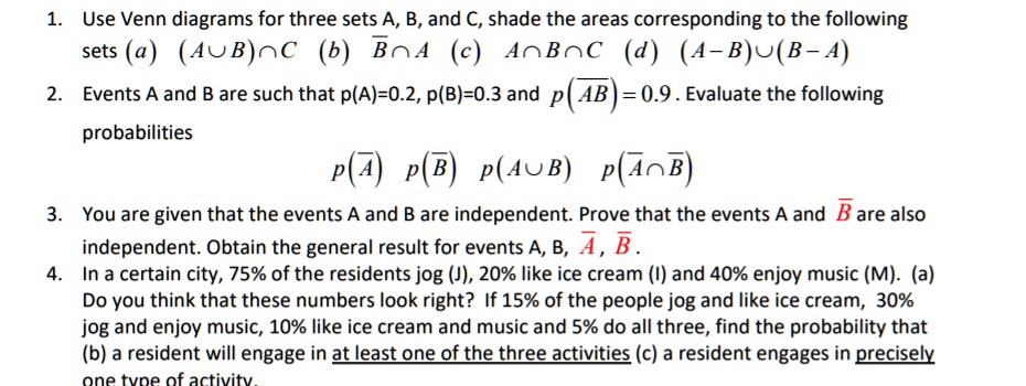 SOLVED: Use Venn diagrams for three sets A, B, and C,shade the areas corresponding to the ...