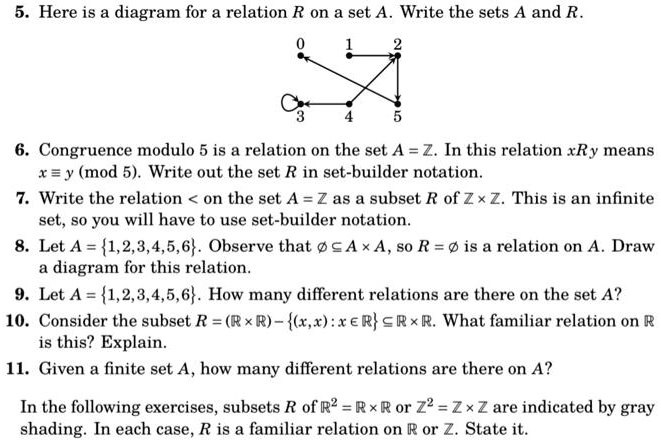 SOLVED: 5. Here is a diagram for a relation R on a set A Write the sets A and R Congruence ...