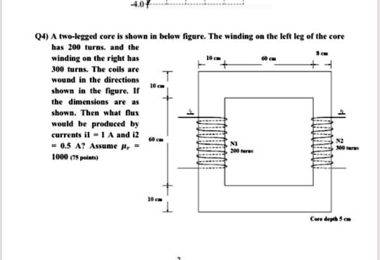 Q4) A two-legged core is shown in below figure. The winding on the left ...