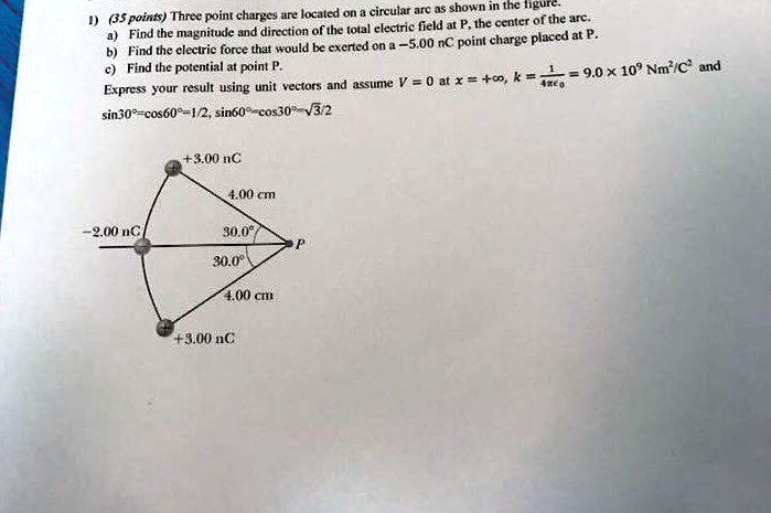 SOLVED: shown in the nigur (35 points) Three point charges are located ...